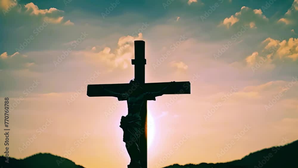 The resurrected Jesus Christ ascending to heaven above the bright light ...