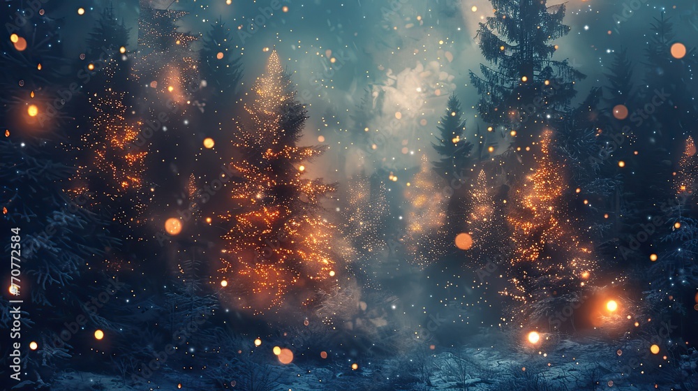 Mystical forest wallpaper. Night forest wallpaper. magical forest with ...