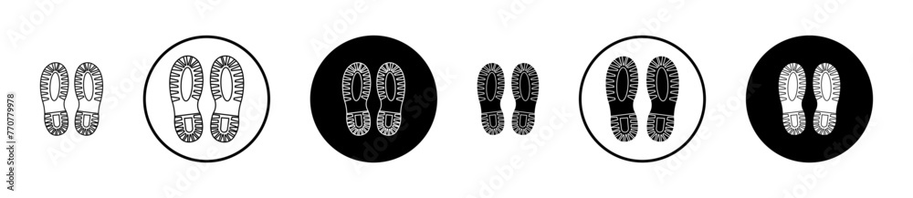 Footwear Print and Sole Design Icons. Sneaker and Boot Footstep ...