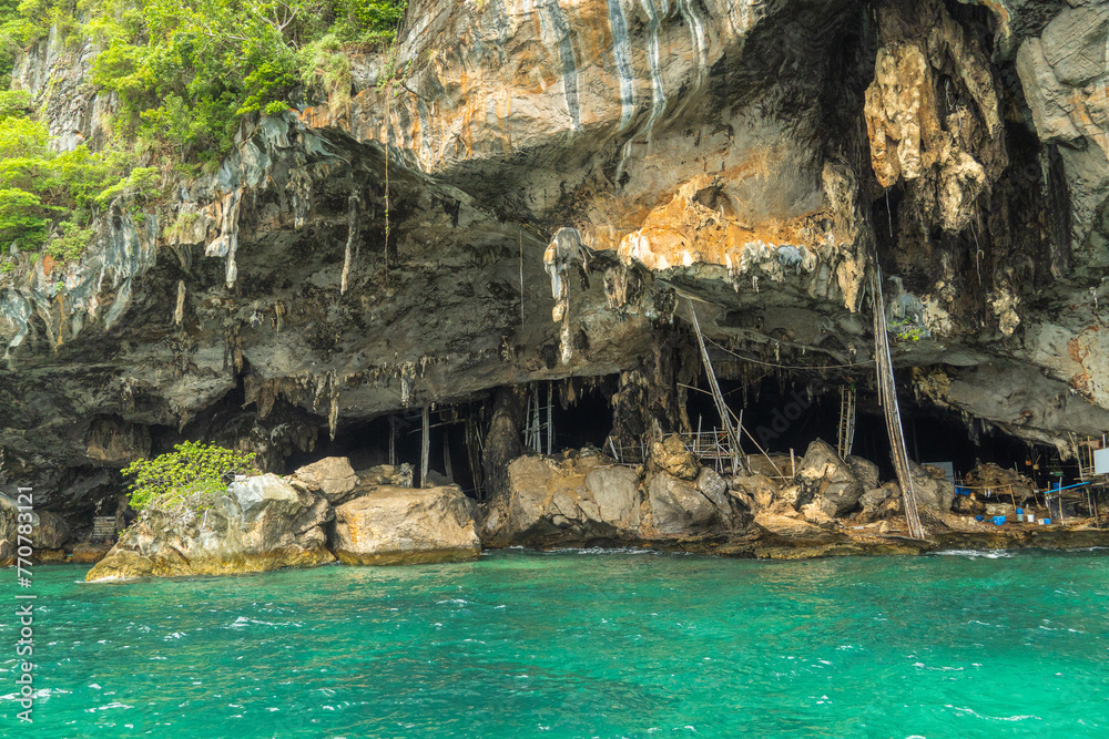 Bird's Nest Farm at Viking Cave in the emerald Andaman Sea of Krapi ...
