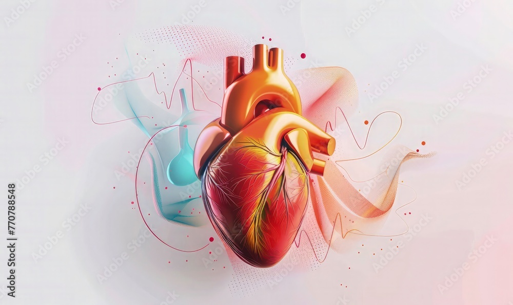 Abstract human heart with healthy clinic background. Human heart with ...