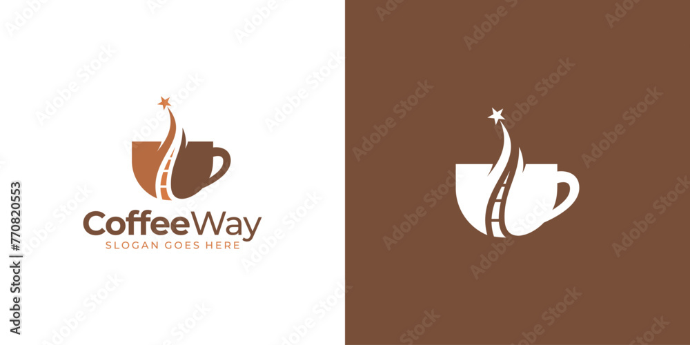 Vecteur Stock Creative Coffee Way Logo. Coffee Cup, Mug and Way, Road ...