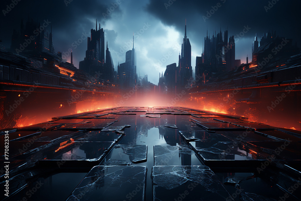 Generative AI image of cyberpunk city futuristic town video game city ...