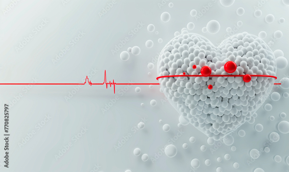 Abstract Heartbeat and Cellular Heart Concept. A digital artwork ...