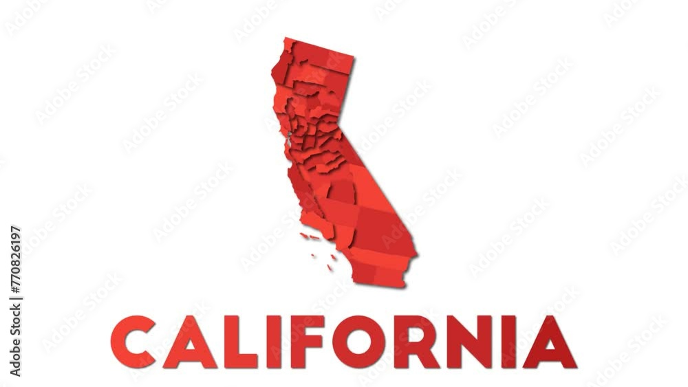 California map showing regions. Animated US state map with title. 4K ...