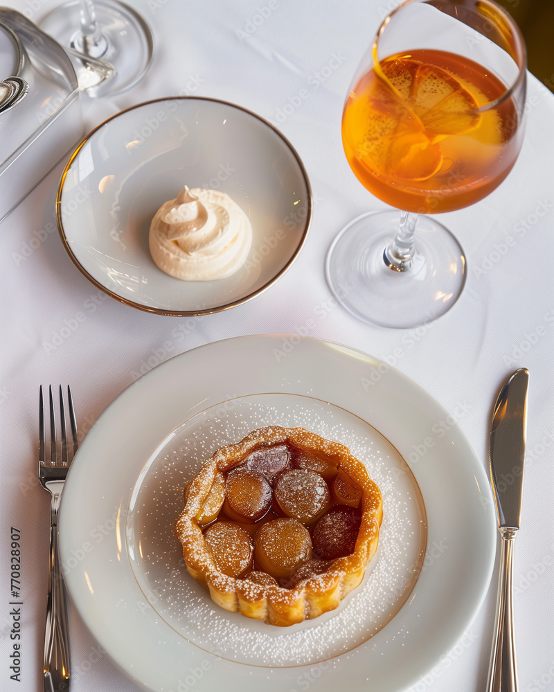 Beautiful cozy breakfast, restaurant interior with bright morning light ...