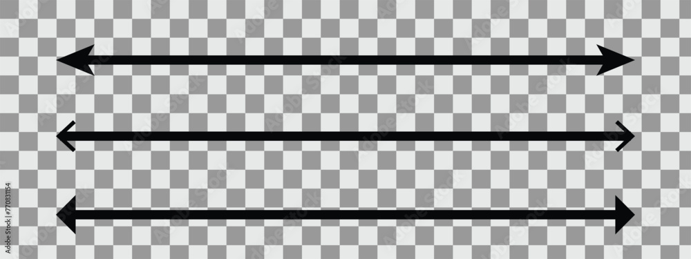Long straight arrow icons. Black horizontal pointer, direction ...