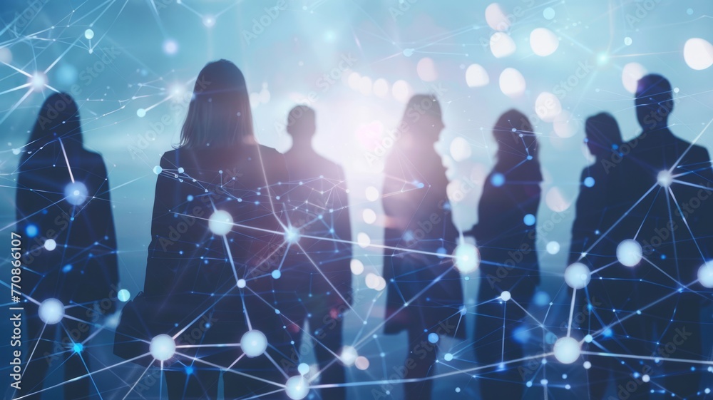 Group of people connected by digital network - A group of business ...