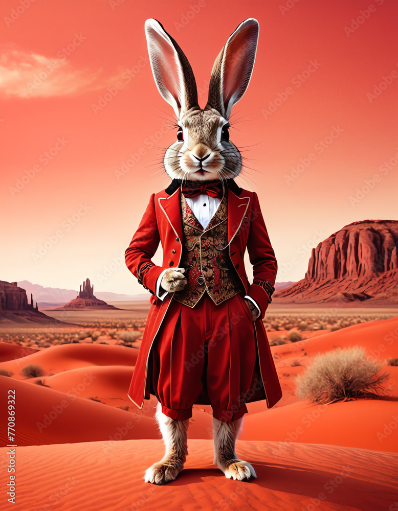 Dashing Desert Rabbit: A Gothic Illustration of Anthropomorphic Fashion ...