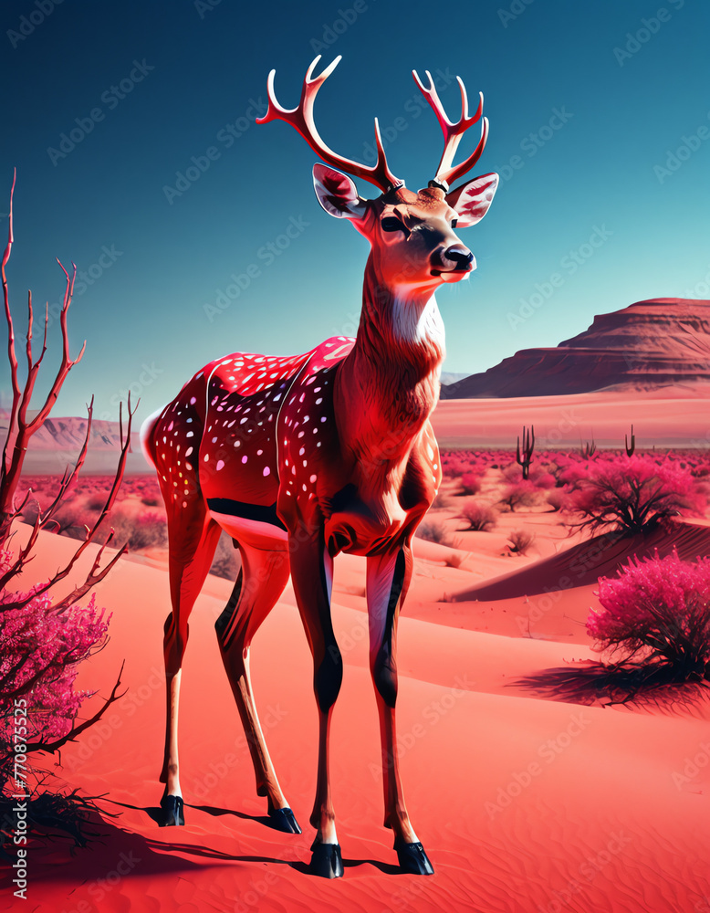 Futuristic Deer Fashion: Surreal Desert Landscape Digital Art | This ...