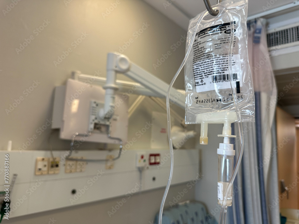 in hospital near bed comfortable modern medical equipment. service ...