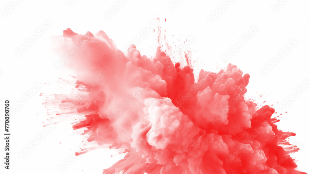 Bright red holi paint color powder festival explosion burst isolated ...