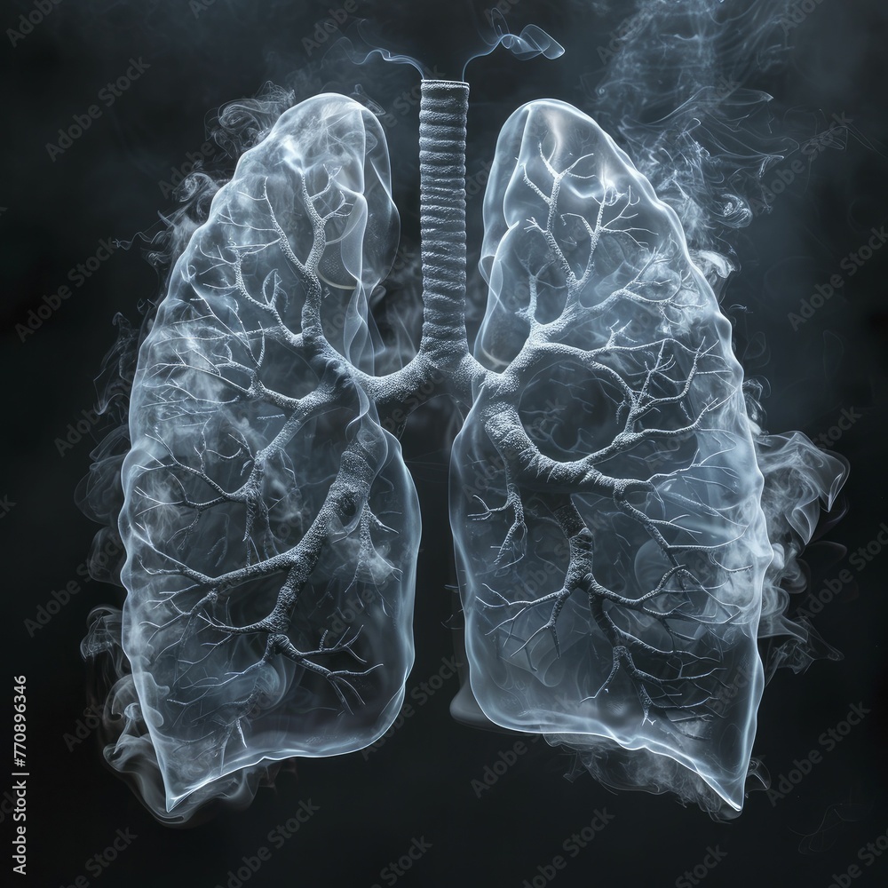 The eerie image captured the ominous sight of smoke-filled pulmonary ...