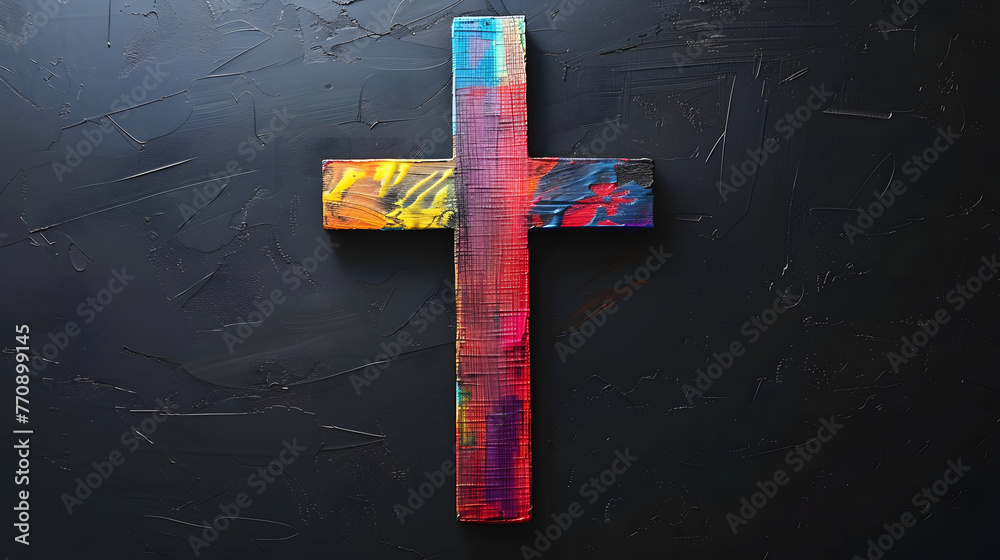 Colorful christian cross, religion themed background design for ...