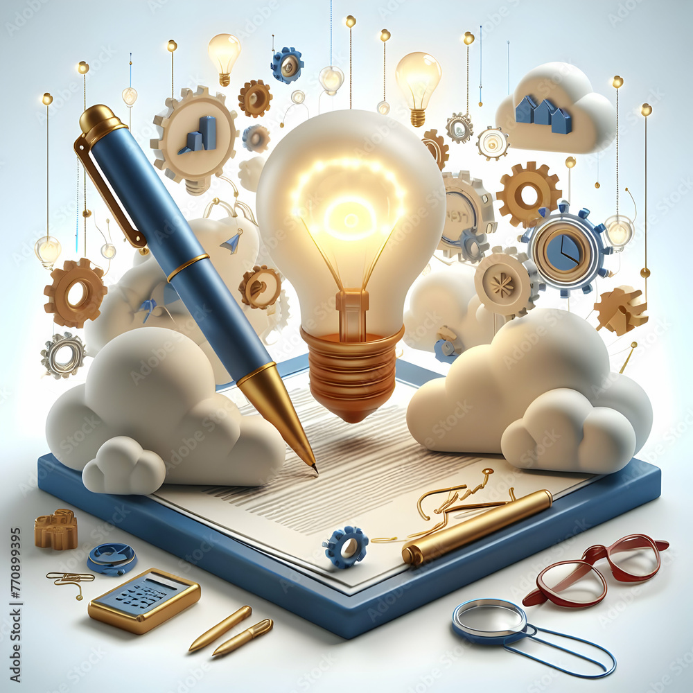 3D flat icon for business as Innovation Signature as A pen signing off ...