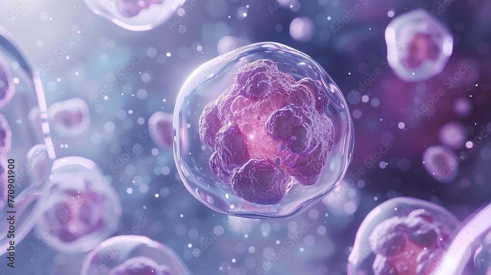 a 3D illustration of cells, with a focus on what appears to be a ...