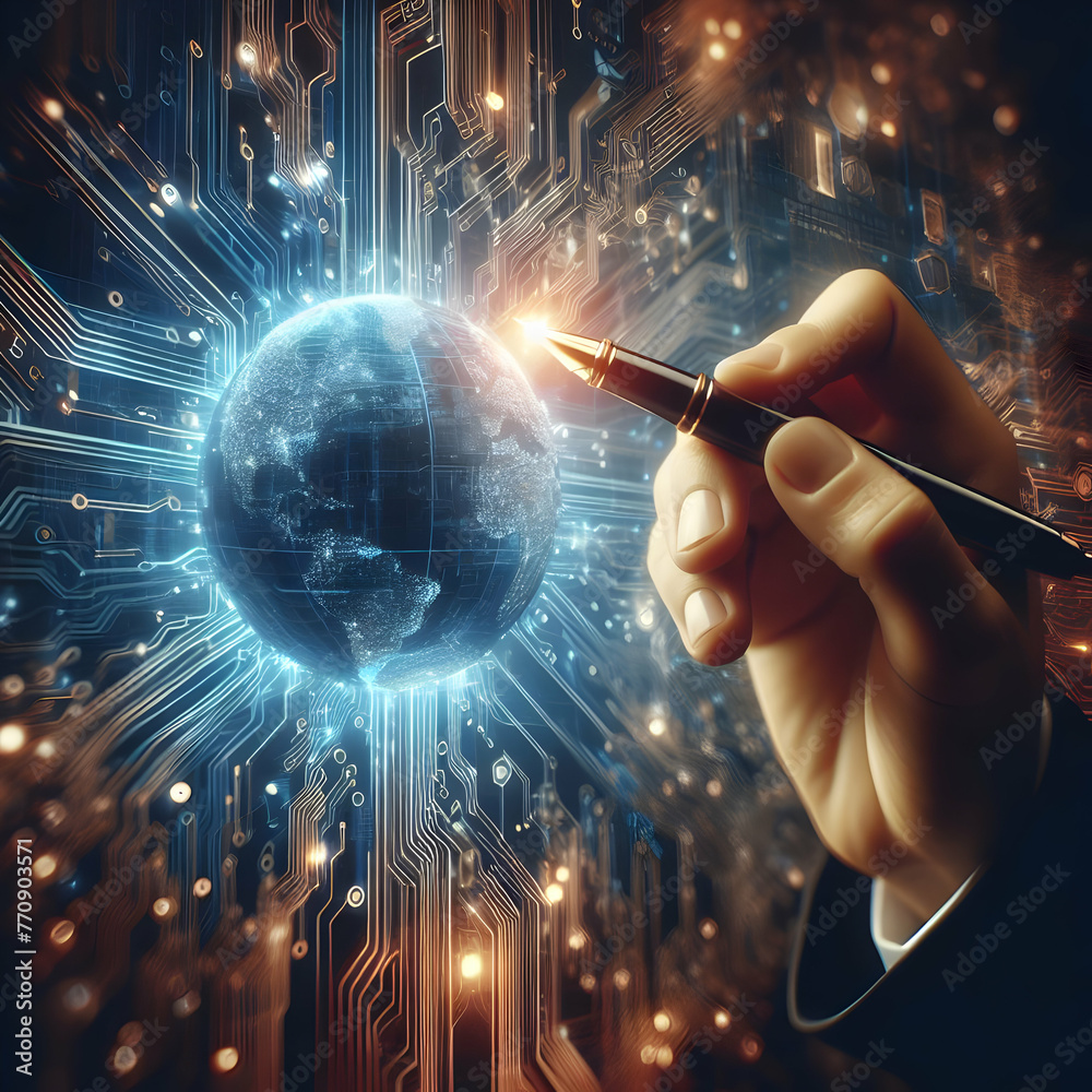 Photo real for Strategic Signature as A glowing pen signing off on a ...