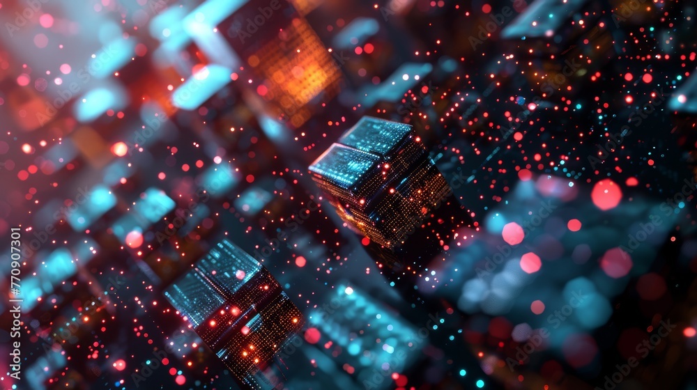 Futuristic digital cubes in a pattern. Technology and data concept ...