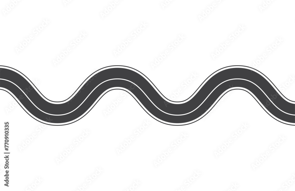 Horizontal asphalt road template. Winding road vector illustration ...