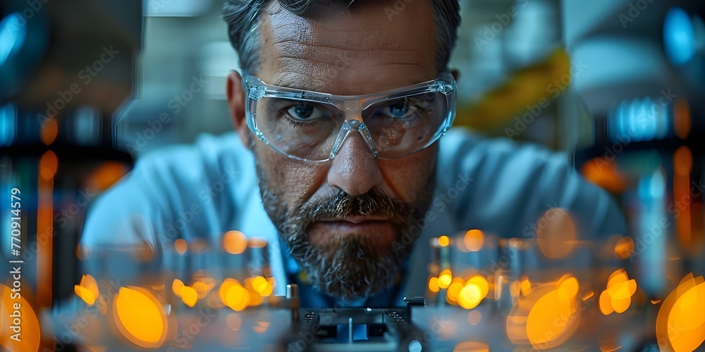 Examining a Silicon Wafer Under a Microscope in a High-Tech Lab with ...