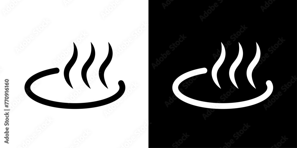 Traditional Japanese Onsen and Relaxation Icons. Hot Spring Spa and ...