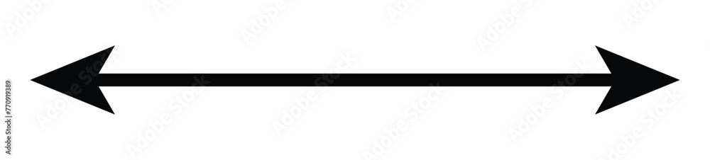 Horizontal long straight arrow signs. Black pointer, direction ...