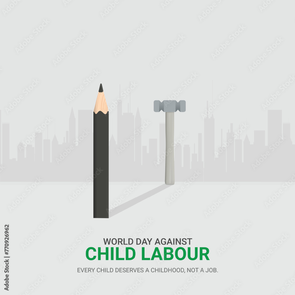 Vetor de World day against Child labour. Child labour creative ads ...
