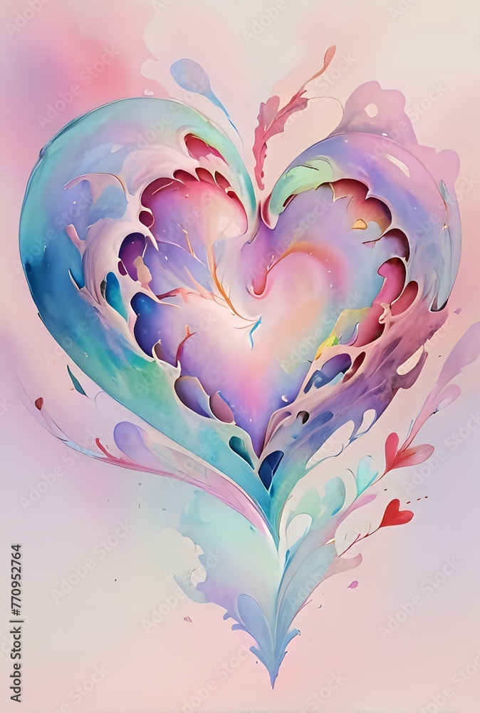 Transcendent Love Heart Illustration. A fluid and dreamy heart ...