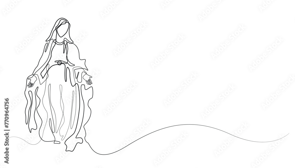 continuous line of mother mary.single line vector of mother mary ...