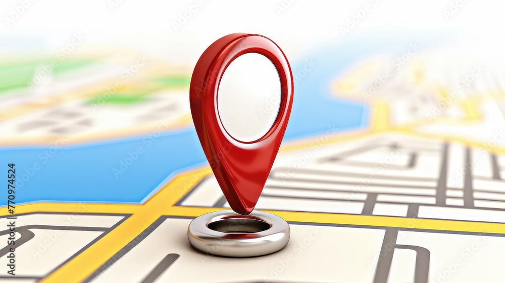 The red GPS marker, like a digital lighthouse, illuminates the map with ...