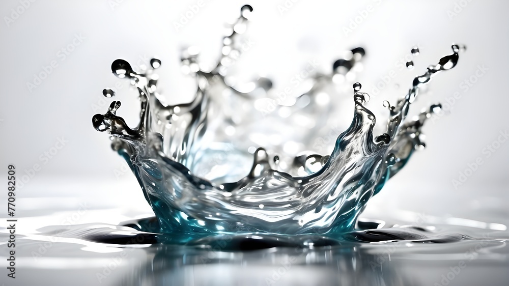 "A high-speed photograph capturing a liquid splash of water isolated ...