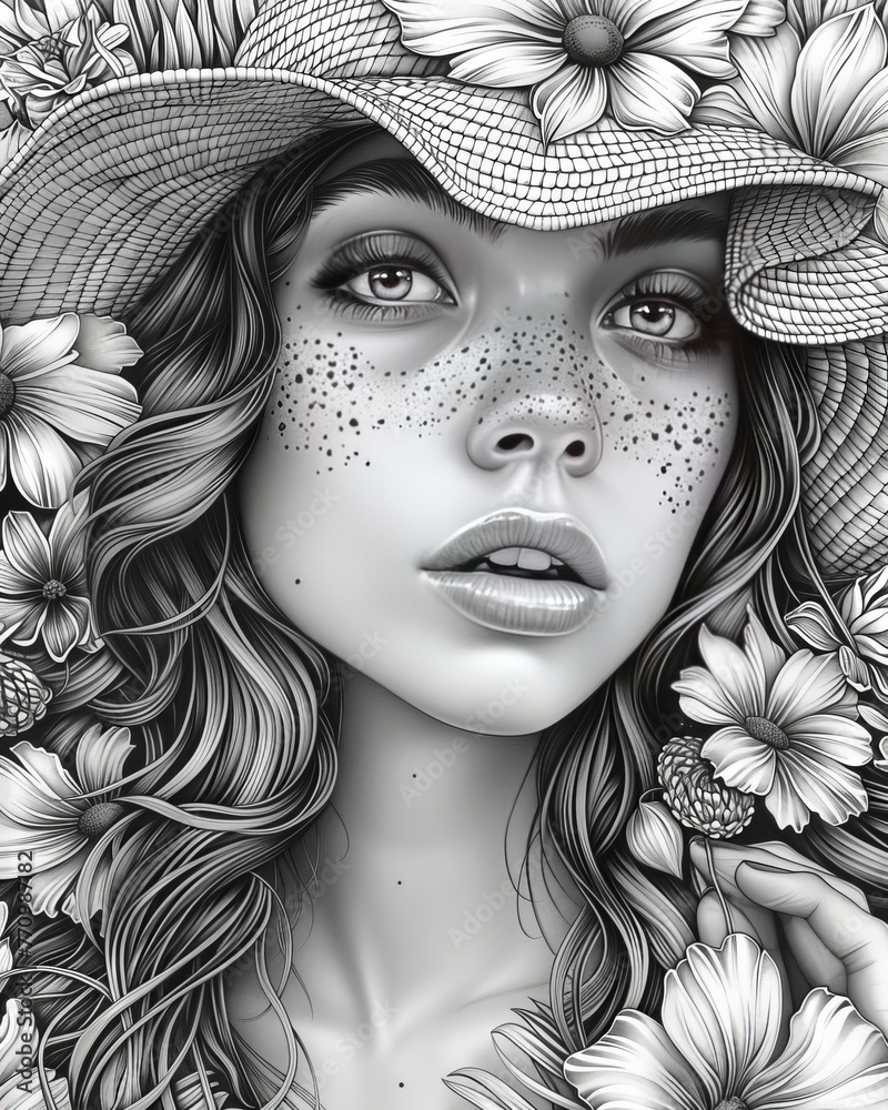 COLORING PAGE FOR ADULTS, grayscale adult coloring books of women faces ...