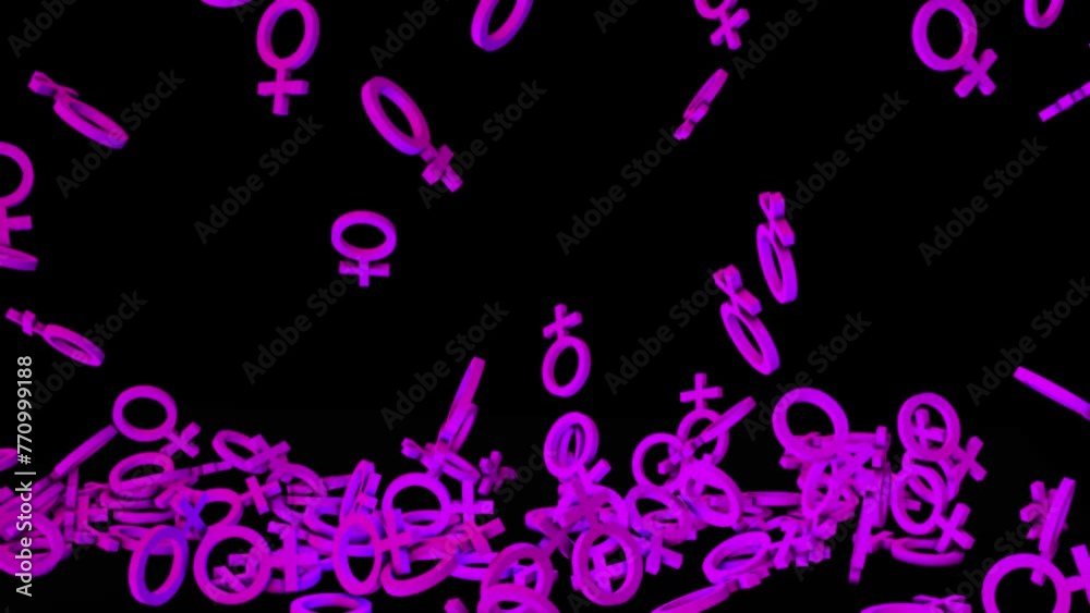 Vidéo Stock 3d Female Icon Pink Symbol Falling Animation. Female Icon ...