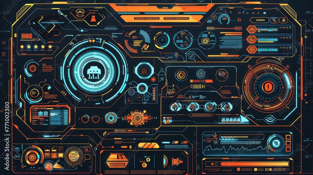 Futuristic Vector Interface Screen Design: A High-Tech Display of Digital Callouts and User ...