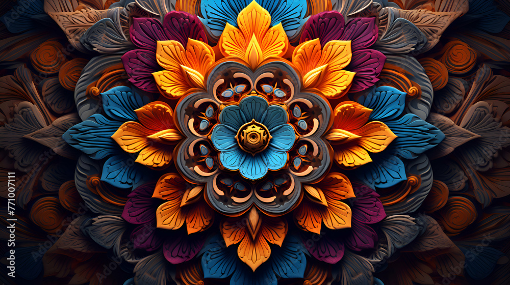 3D surreal illustration. Sacred geometry. Mysterious psychedelic ...