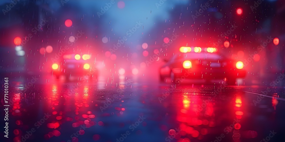 Dramatic Crime Scene Setting: Blurry Police Lights as Background for ...