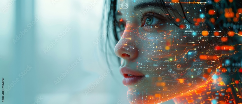 Artificial intelligence in image wise face on screen hanging phone ...