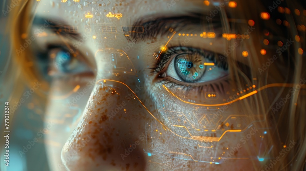 An augmented reality or biometric iris recognition or vision acuity ...