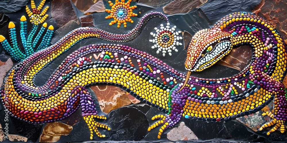 Dreamtime Creation Story: Colorful Serpent Artwork in Australian ...
