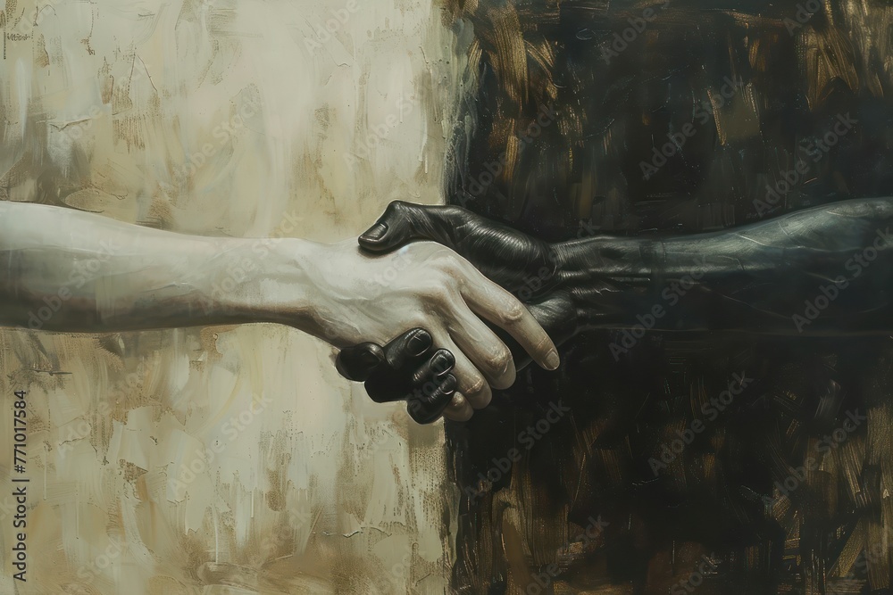 The handshake of paradox, where divine lightness and demonic darkness ...