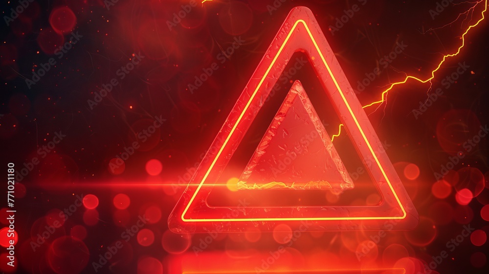 A red danger warning triangle banner is illustrated with a blur effect ...