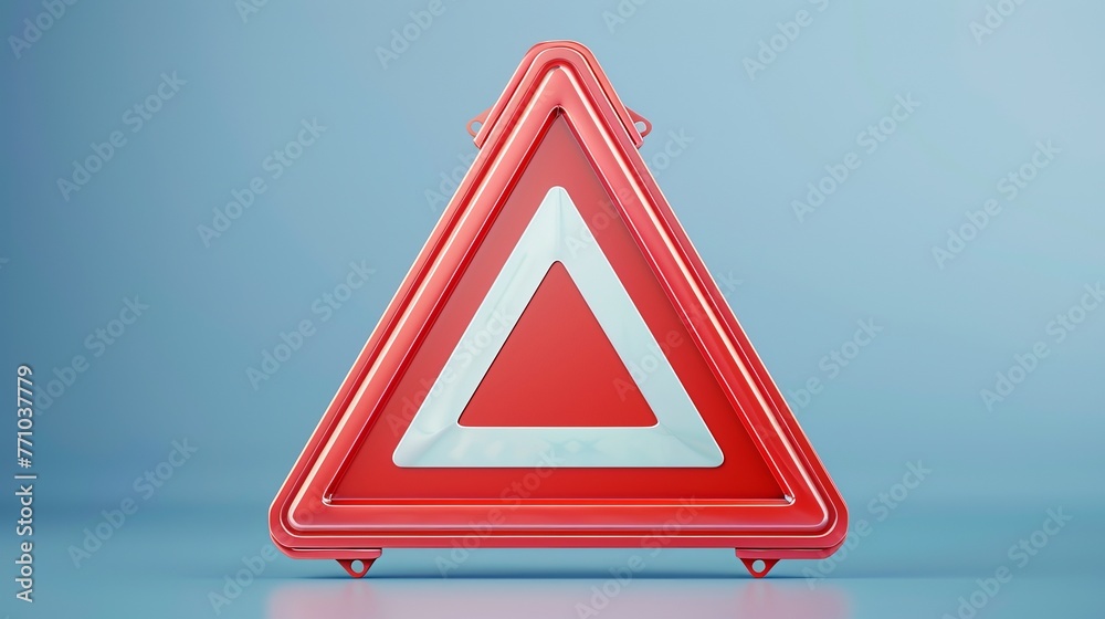 Illustrated in 3D realism, a red warning sign is depicted in vector ...