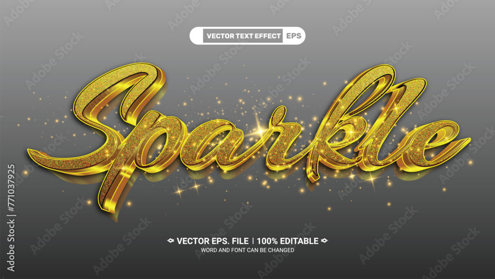 Shiny luxury gold style sparkle vector text effect on golden glitter ...