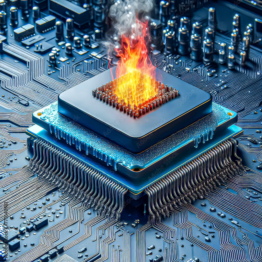 Short circuit of the microprocessor and ignition and fire on the board ...