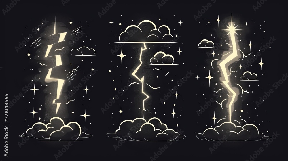 One-line drawing of lightning bolt icon, representing a continuous line ...