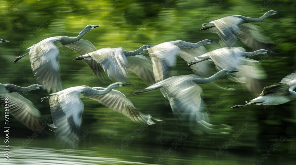 Flying Birds Detailed photographs of birds in flight with blurred ...