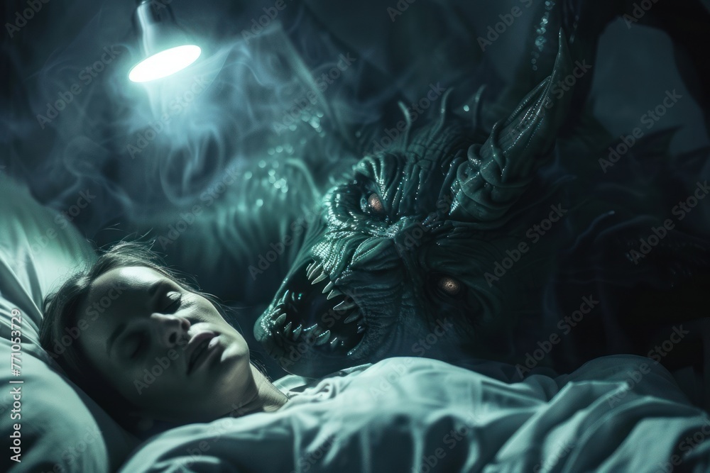 In the darkness of the night, a woman struggles with tormenting ...