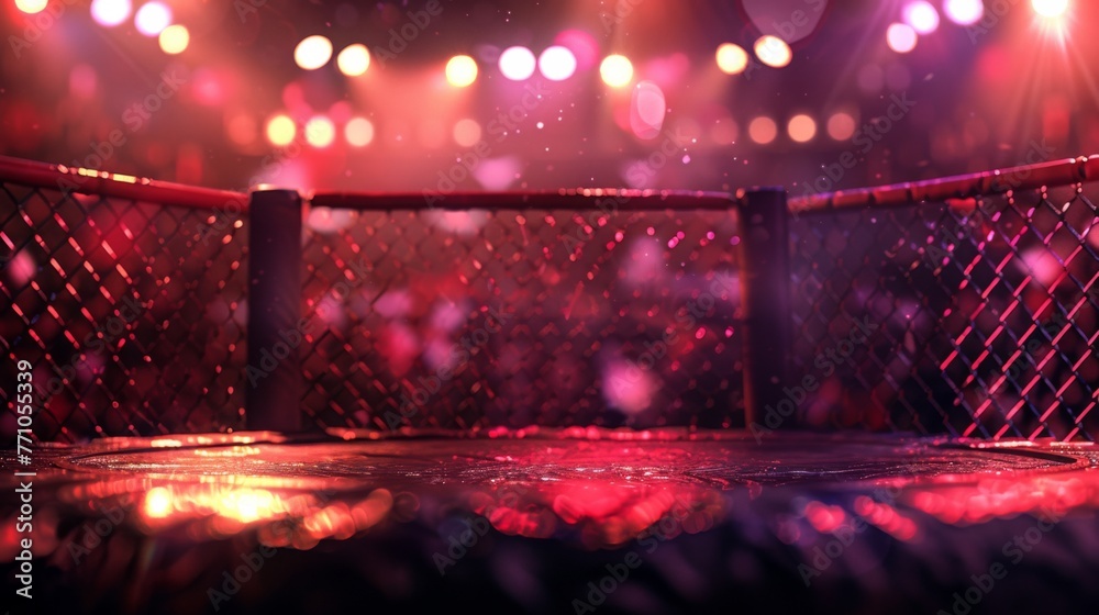 Mma octagon background with intense lighting effects and a blur of ...