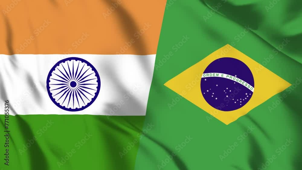 Vidéo Stock India and Brazil Flag waving in loop and seamless animation ...