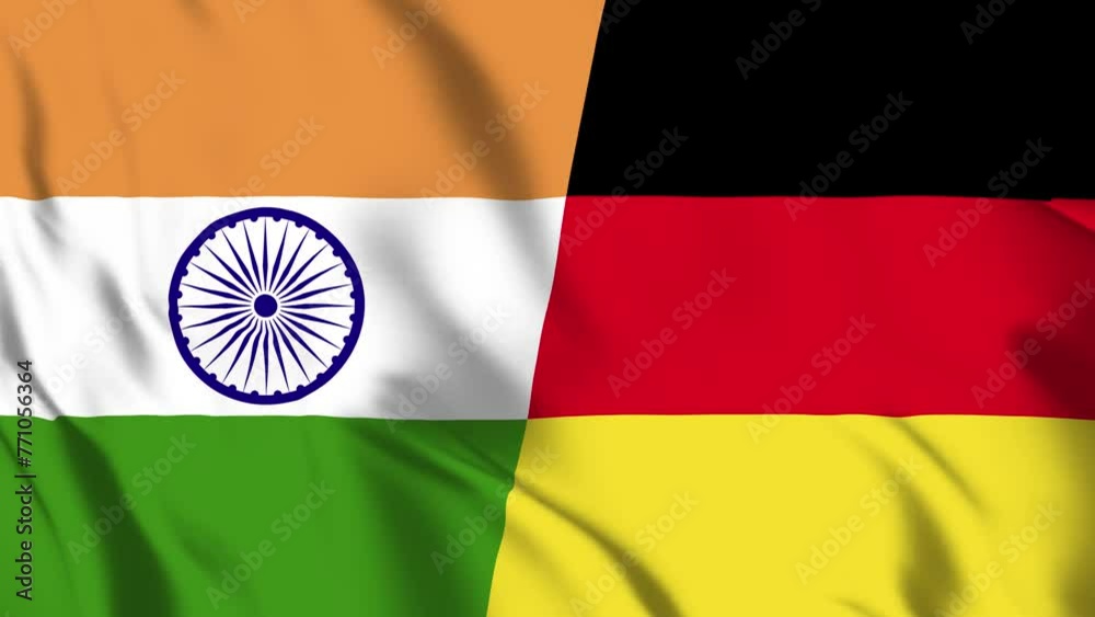 India and Germany Flag waving in loop and seamless animation. Indian vs ...